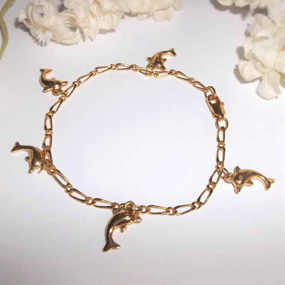 Fashion Jewelry | Jewelry | Gold Dolphin Bracelet Gold Bracelet Dolphin ...